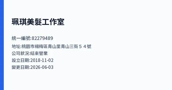 珮琪美髮工作室的照片-統編 82279489(桃園市) 公司登記資料與營業項目詳細圖表