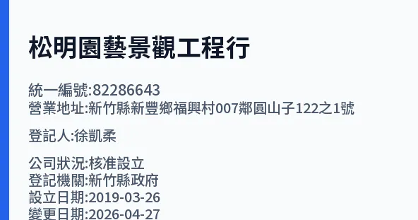 松明園藝景觀工程行的照片-統編 82286643(新竹縣) 公司登記資料與營業項目詳細圖表