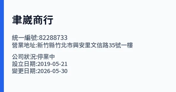 聿崴商行的照片-統編 82288733(新竹縣) 公司登記資料與營業項目詳細圖表