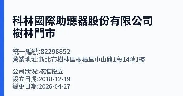 科林國際助聽器股份有限公司樹林門市的照片-統編 82296852(新北市) 公司登記資料與營業項目詳細圖表