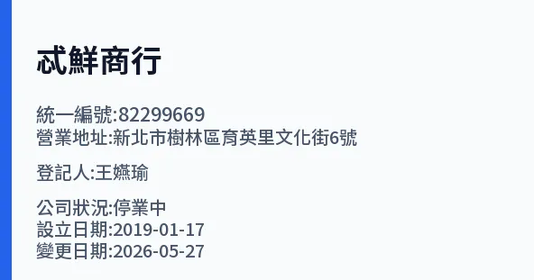 忒鮮商行的照片-統編 82299669(新北市) 公司登記資料與營業項目詳細圖表