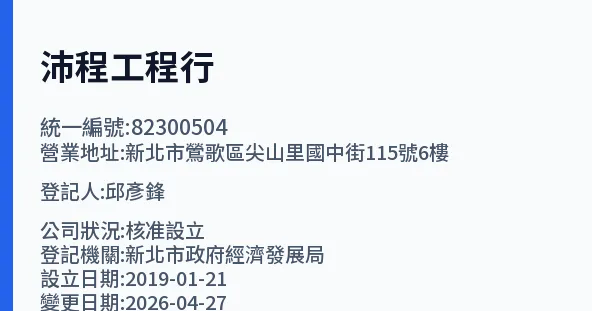 沛程工程行的照片-統編 82300504(新北市) 公司登記資料與營業項目詳細圖表