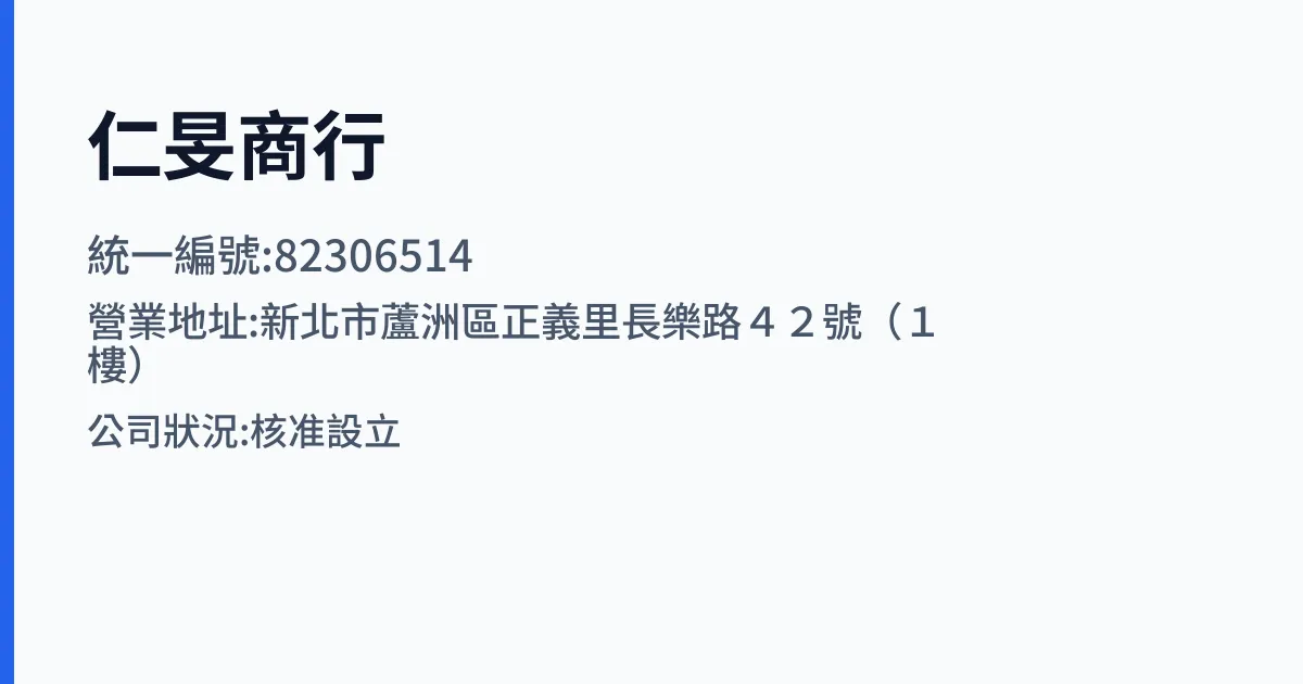 仁旻商行 - 統編 82306514(新北市) 公司登記資料與營業項目詳細圖表