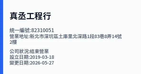 真丞工程行的照片-統編 82310051(新北市) 公司登記資料與營業項目詳細圖表