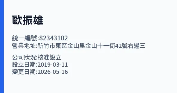 歐振雄的照片-統編 82343102(新竹市) 公司登記資料與營業項目詳細圖表