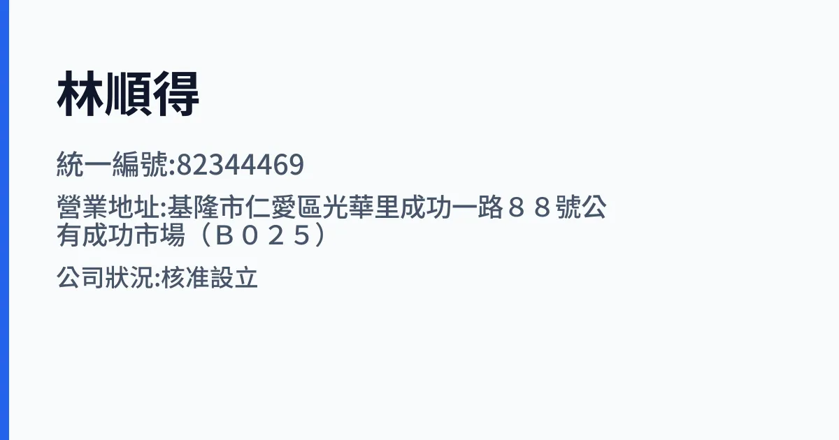 林順得 - 統編 82344469(基隆市) 公司登記資料與營業項目詳細圖表