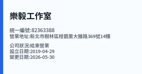 樂毅工作室的照片-統編 82363388(新北市) 公司登記資料與營業項目詳細圖表