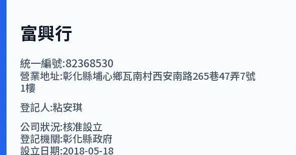 富興行的照片-統編 82368530(彰化縣) 公司登記資料與營業項目詳細圖表