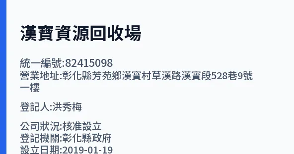 漢寶資源回收場的照片-統編 82415098(彰化縣) 公司登記資料與營業項目詳細圖表