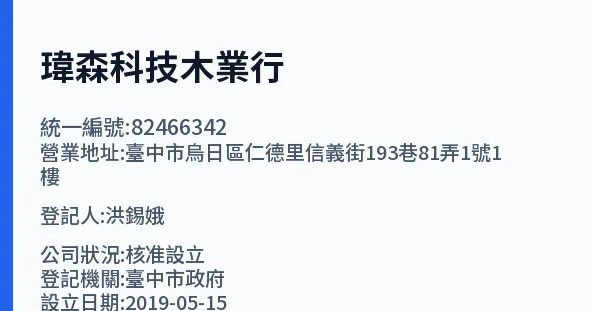 瑋森科技木業行的照片-統編 82466342(臺中市) 公司登記資料與營業項目詳細圖表