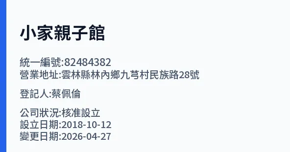 小家親子館的照片-統編 82484382(雲林縣) 公司登記資料與營業項目詳細圖表