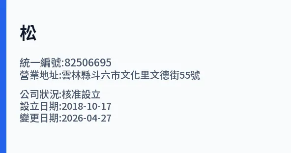 松的照片-統編 82506695(雲林縣) 公司登記資料與營業項目詳細圖表