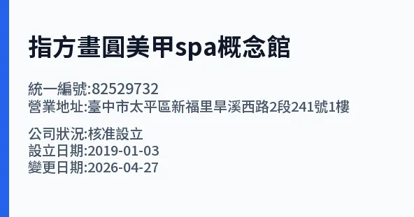 指方畫圓美甲spa概念館的照片-統編 82529732(臺中市) 公司登記資料與營業項目詳細圖表