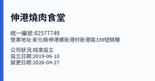 伸港燒肉食堂的照片-統編 82577749(彰化縣) 公司登記資料與營業項目詳細圖表