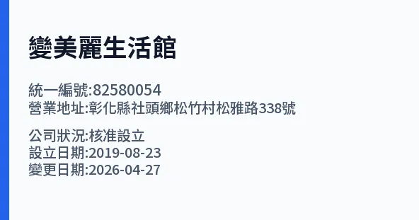 變美麗生活館的照片-統編 82580054(彰化縣) 公司登記資料與營業項目詳細圖表