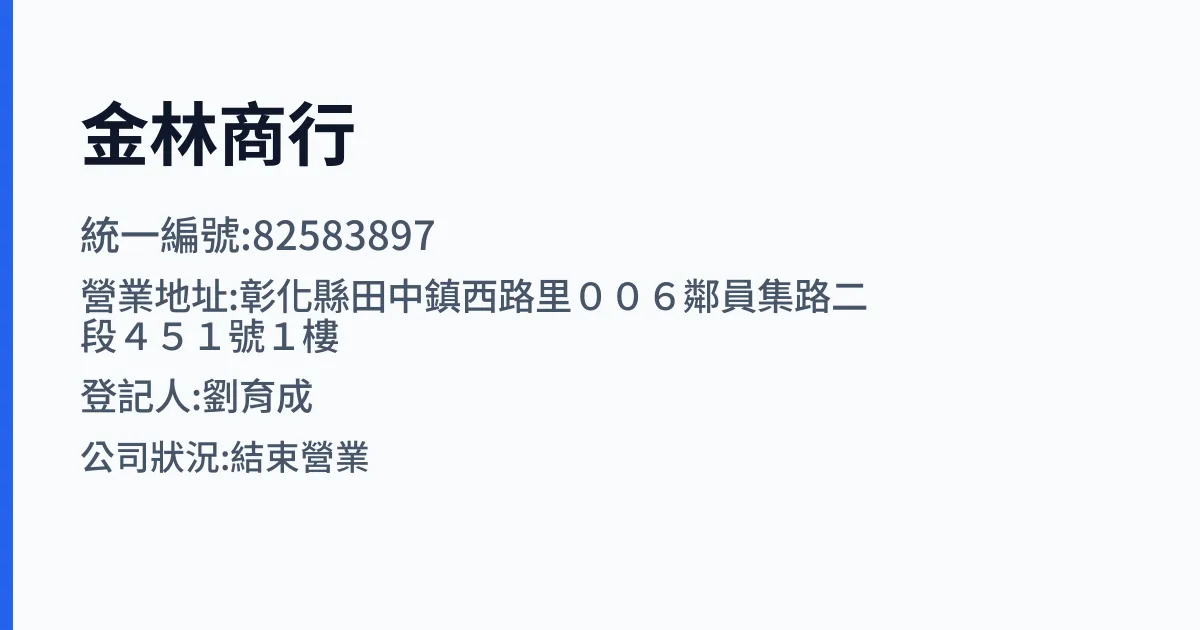 金林商行 - 統編 82583897(彰化縣) 公司登記資料與營業項目詳細圖表