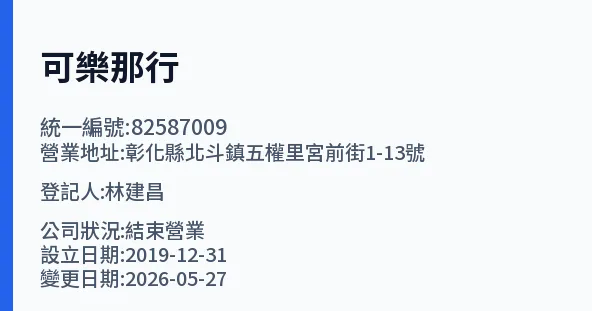 可樂那行的照片-統編 82587009(彰化縣) 公司登記資料與營業項目詳細圖表