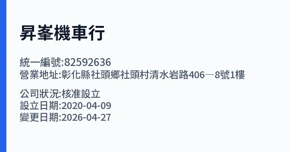 昇峯機車行的照片-統編 82592636(彰化縣) 公司登記資料與營業項目詳細圖表