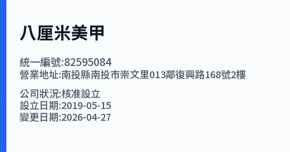 八厘米美甲的照片-統編 82595084(南投縣) 公司登記資料與營業項目詳細圖表