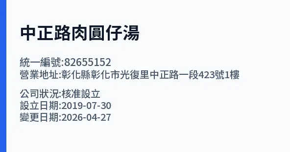 中正路肉圓仔湯的照片-統編 82655152(彰化縣) 公司登記資料與營業項目詳細圖表