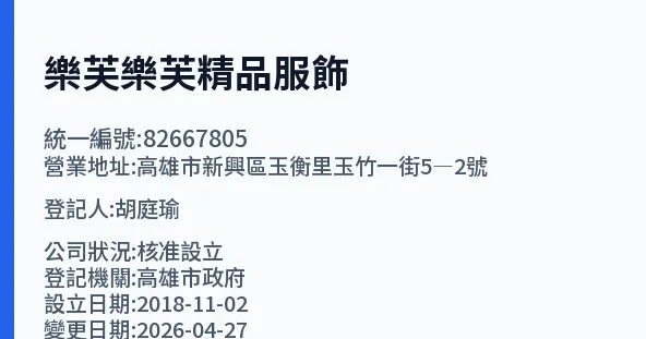 樂芙樂芙精品服飾的照片-統編 82667805(高雄市) 公司登記資料與營業項目詳細圖表