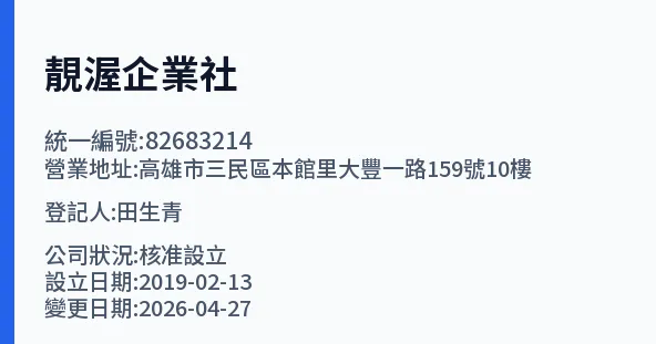 靚渥企業社的照片-統編 82683214(高雄市) 公司登記資料與營業項目詳細圖表