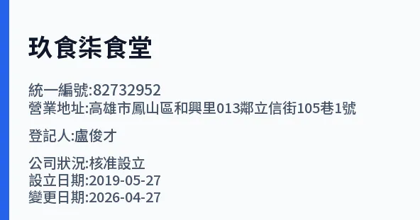 玖食柒食堂的照片-統編 82732952(高雄市) 公司登記資料與營業項目詳細圖表