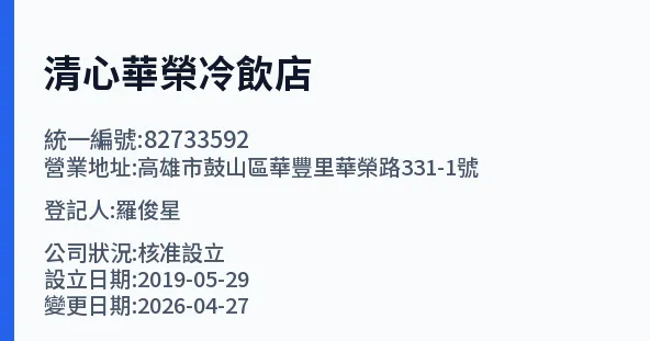 清心華榮冷飲店的照片-統編 82733592(高雄市) 公司登記資料與營業項目詳細圖表