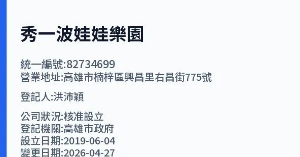 秀一波娃娃樂園的照片-統編 82734699(高雄市) 公司登記資料與營業項目詳細圖表