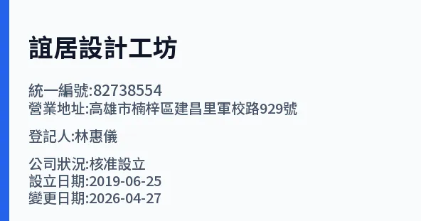 誼居設計工坊的照片-統編 82738554(高雄市) 公司登記資料與營業項目詳細圖表