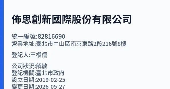 佈思創新國際股份有限公司的照片-統編 82816690(臺北市) 公司登記資料與營業項目詳細圖表