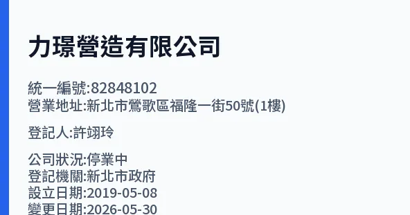 力璟營造有限公司的照片-統編 82848102(新北市) 公司登記資料與營業項目詳細圖表