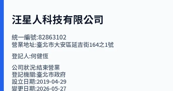 汪星人科技有限公司的照片-統編 82863102(臺北市) 公司登記資料與營業項目詳細圖表