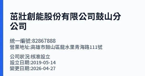 茁壯創能股份有限公司鼓山分公司的照片-統編 82867888(高雄市) 公司登記資料與營業項目詳細圖表