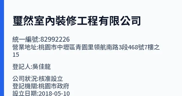 璽然室內裝修工程有限公司的照片-統編 82992226(桃園市) 公司登記資料與營業項目詳細圖表