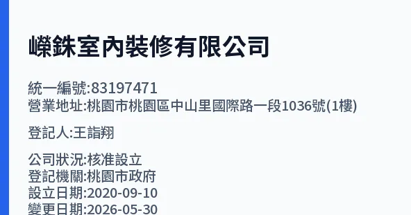 良人室內裝修有限公司的照片-統編 83197471(桃園市) 公司登記資料與營業項目詳細圖表