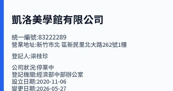 凱洛美學館有限公司的照片-統編 83222289(新竹市) 公司登記資料與營業項目詳細圖表