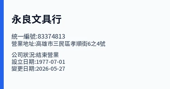 永良文具行的照片-統編 83374813(高雄市) 公司登記資料與營業項目詳細圖表