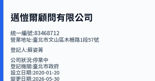 邁愷爾顧問有限公司的照片-統編 83468712(臺北市) 公司登記資料與營業項目詳細圖表