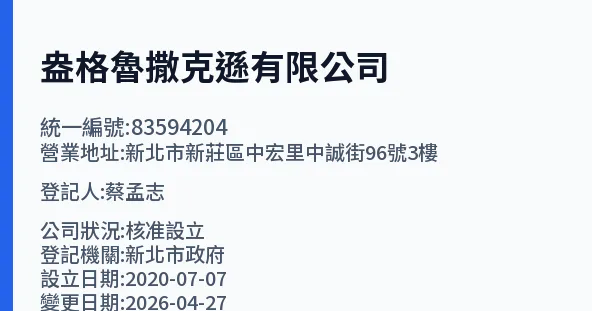 盎格魯撒克遜有限公司的照片-統編 83594204(新北市) 公司登記資料與營業項目詳細圖表