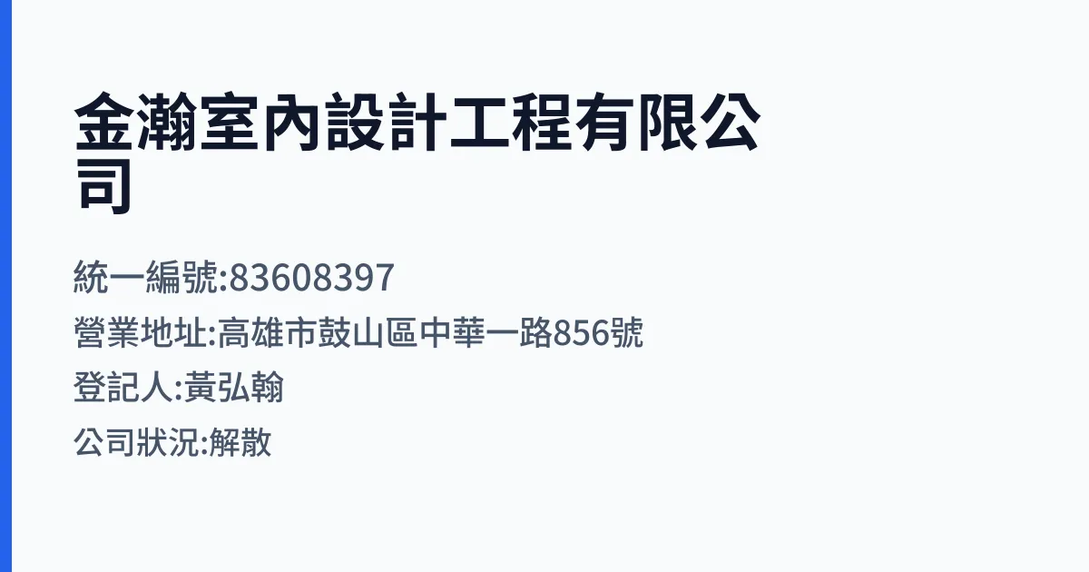 金瀚室內設計工程有限公司 - 統編 83608397(高雄市) 公司登記資料與營業項目詳細圖表