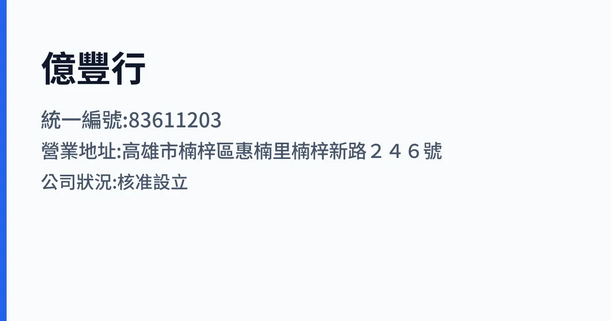 億豐行 - 統編 83611203(高雄市) 公司登記資料與營業項目詳細圖表