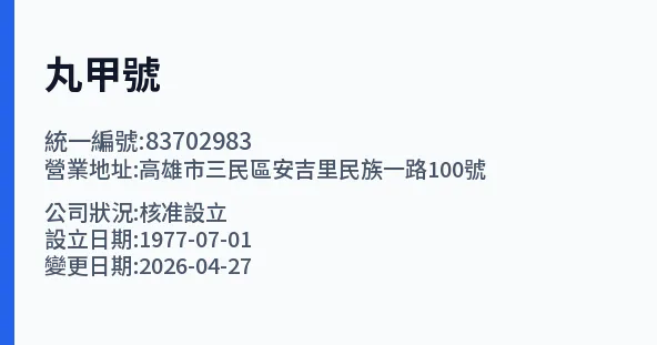 丸甲號的照片-統編 83702983(高雄市) 公司登記資料與營業項目詳細圖表