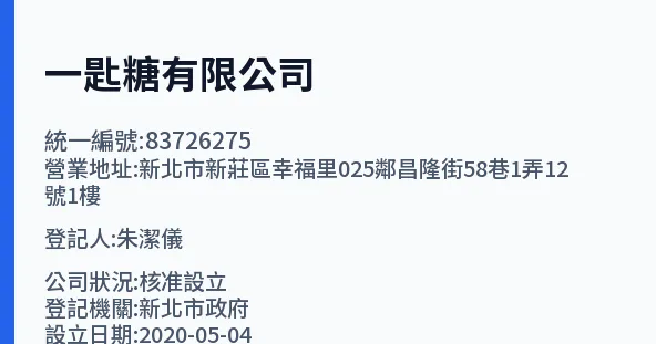 一匙糖有限公司的照片-統編 83726275(新北市) 公司登記資料與營業項目詳細圖表