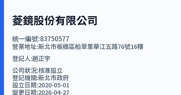 菱鏡股份有限公司的照片-統編 83750577(新北市) 公司登記資料與營業項目詳細圖表
