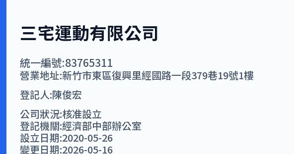 三宅運動有限公司的照片-統編 83765311(新竹市) 公司登記資料與營業項目詳細圖表