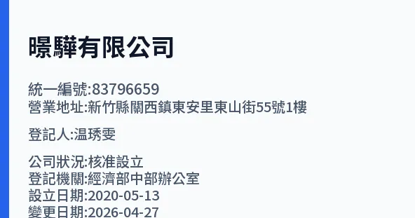 暻驊有限公司的照片-統編 83796659(新竹縣) 公司登記資料與營業項目詳細圖表