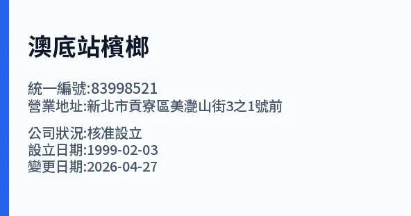 澳底站檳榔的照片-統編 83998521(新北市) 公司登記資料與營業項目詳細圖表