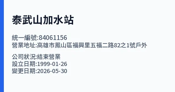 泰武山加水站的照片-統編 84061156(高雄市) 公司登記資料與營業項目詳細圖表