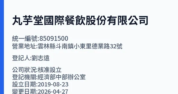 丸芋堂國際餐飲股份有限公司的照片-統編 85091500(雲林縣) 公司登記資料與營業項目詳細圖表